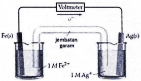 Perhatikan diagram sel Galvani di atas.Peristiwa y...