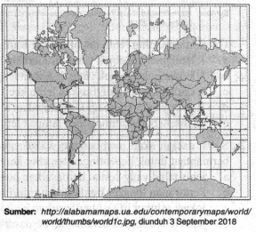 Perhatikan peta berikut ! Peta menggunakan j...
